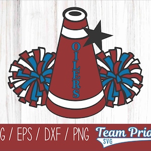 Oilers Megaphone Pom Pom Cheerleader SVG Digital Download - Svg, Eps ...