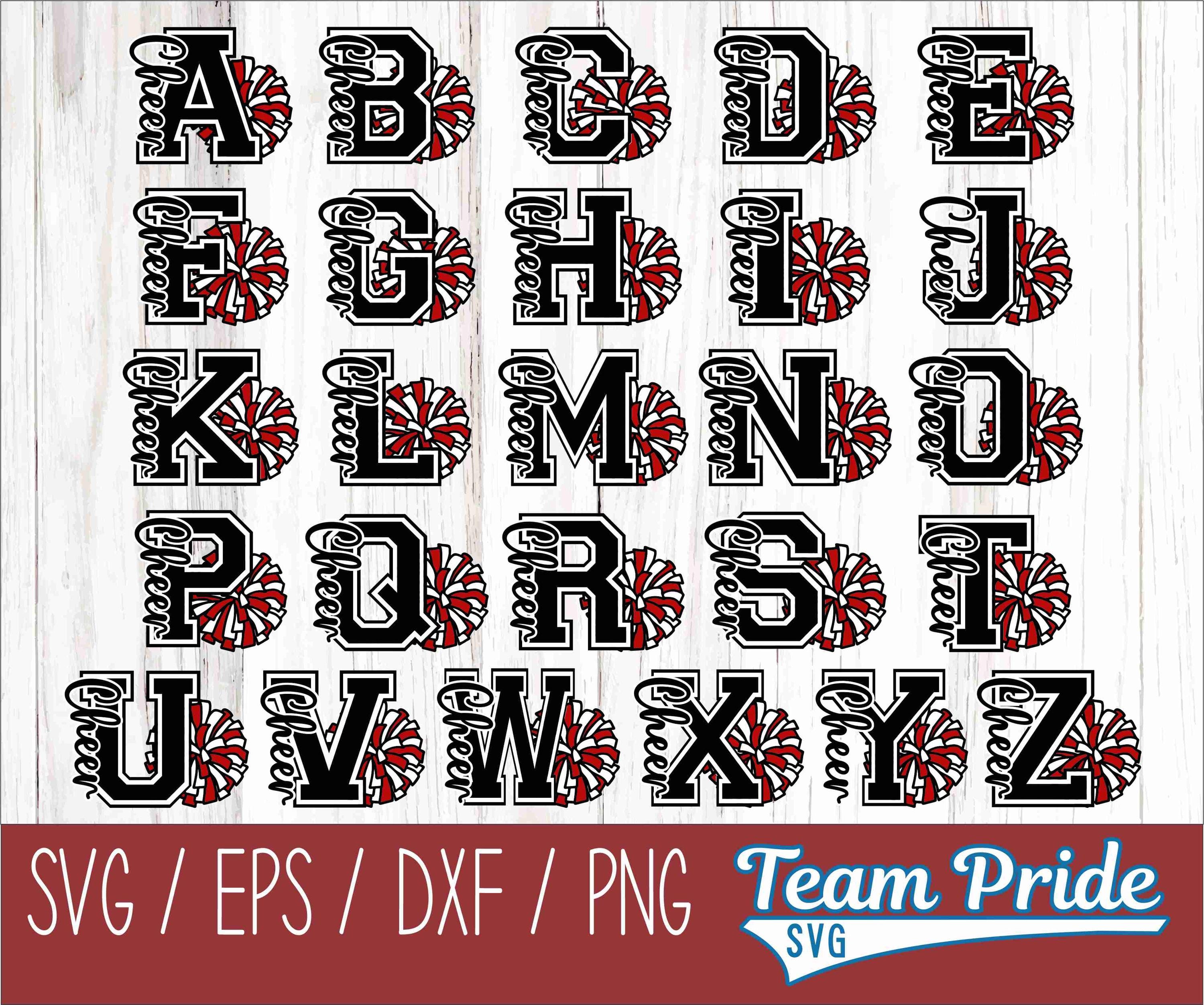 Cheerleader Cheer SVG Bundle, Varsity Letter Pom Pom Design, All ...