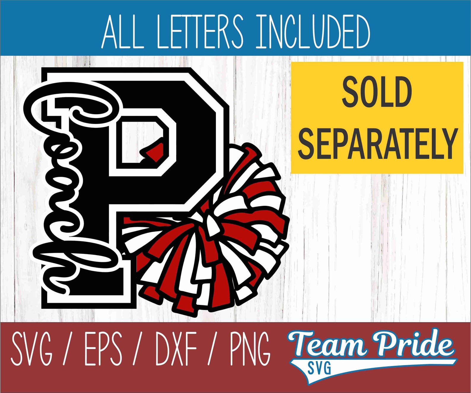 Cheerleader Cheer SVG Bundle, Varsity Letter Pom Pom Design, All ...