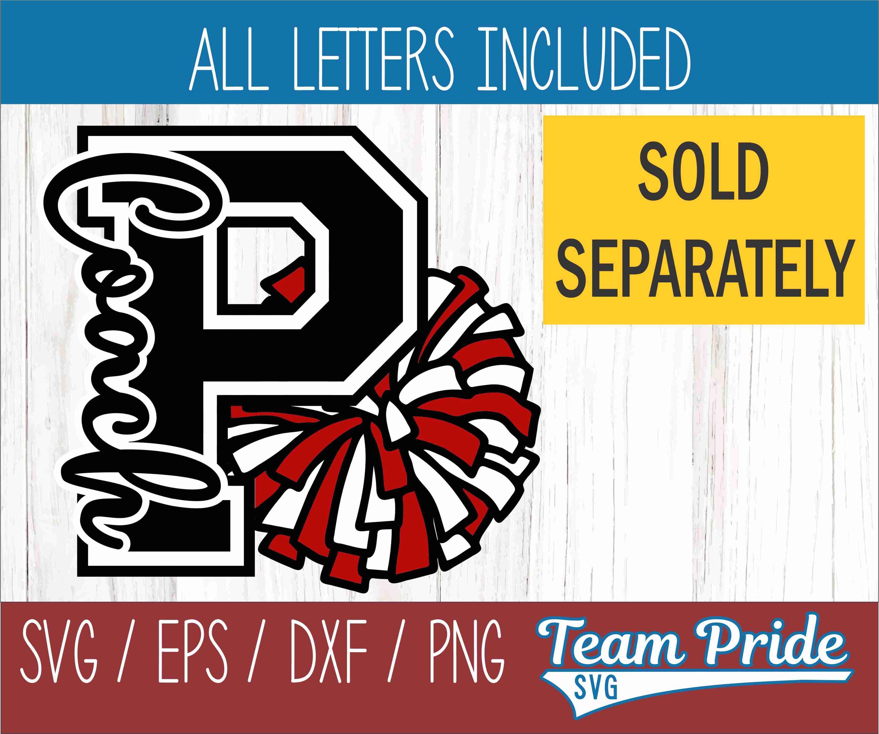Cheerleader Cheer SVG Bundle, Varsity Letter Pom Pom Design, All ...