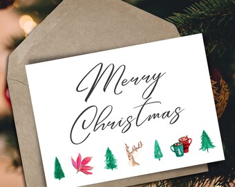 Merry Christmas Cards Printable Instant PDF DOWNLOAD. Custom Image ...