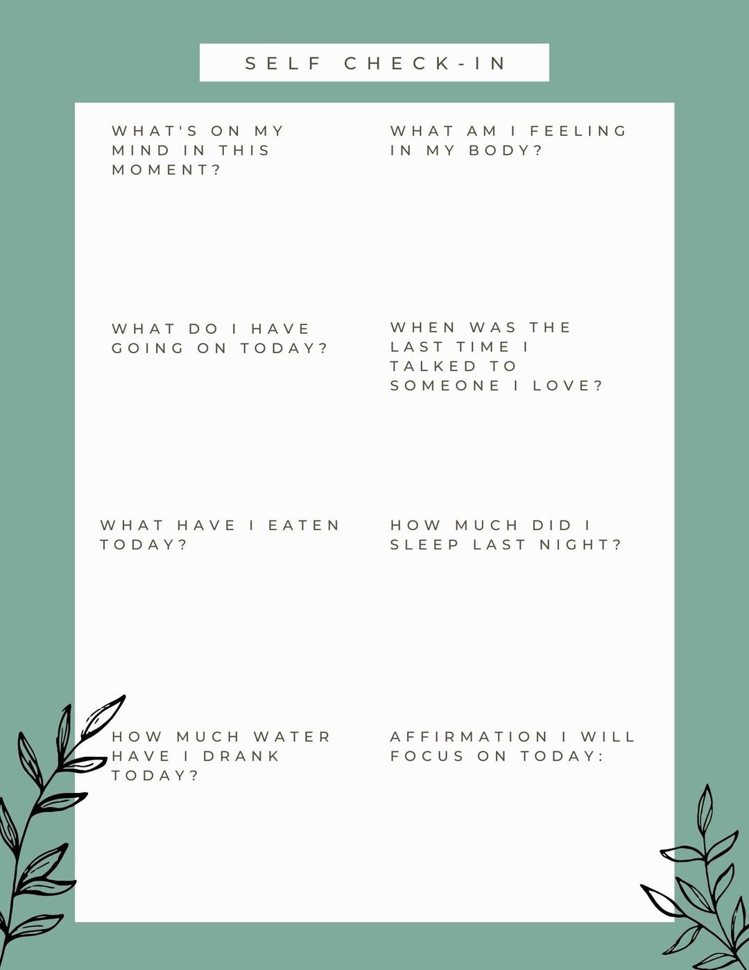 Self Check-in Worksheet - Etsy