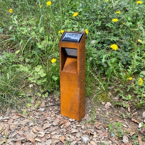 LED Solar Garden Lamp in Corten Steel. Rust Outdoor Wall Light With ...
