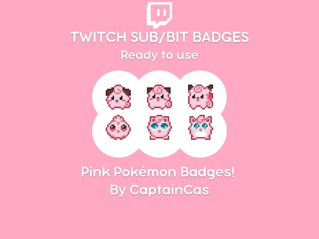 Pink Pokémon Clefairy and Jigglypuff Evolution Twitch Badges - Cute ...