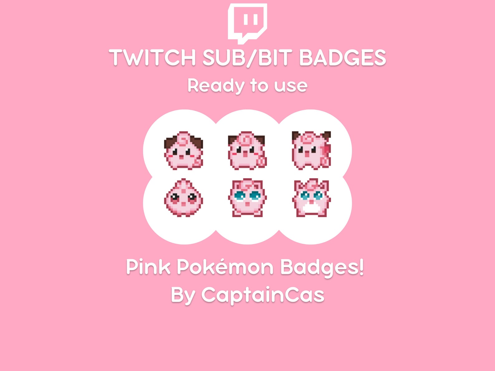Pink Pokémon Clefairy and Jigglypuff Evolution Twitch Badges - Etsy
