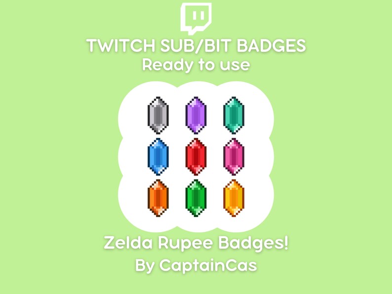 Legend of Zelda Inspired Rupee Badges Cute Pixel Art Sub/bit Twitch ...
