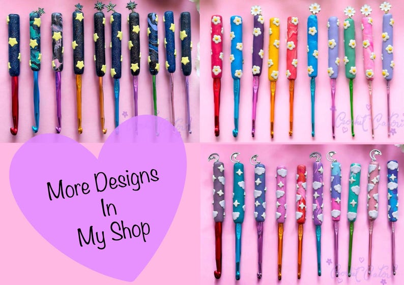 Cloud Handle Crochet Hooks With Moon Charms - Etsy