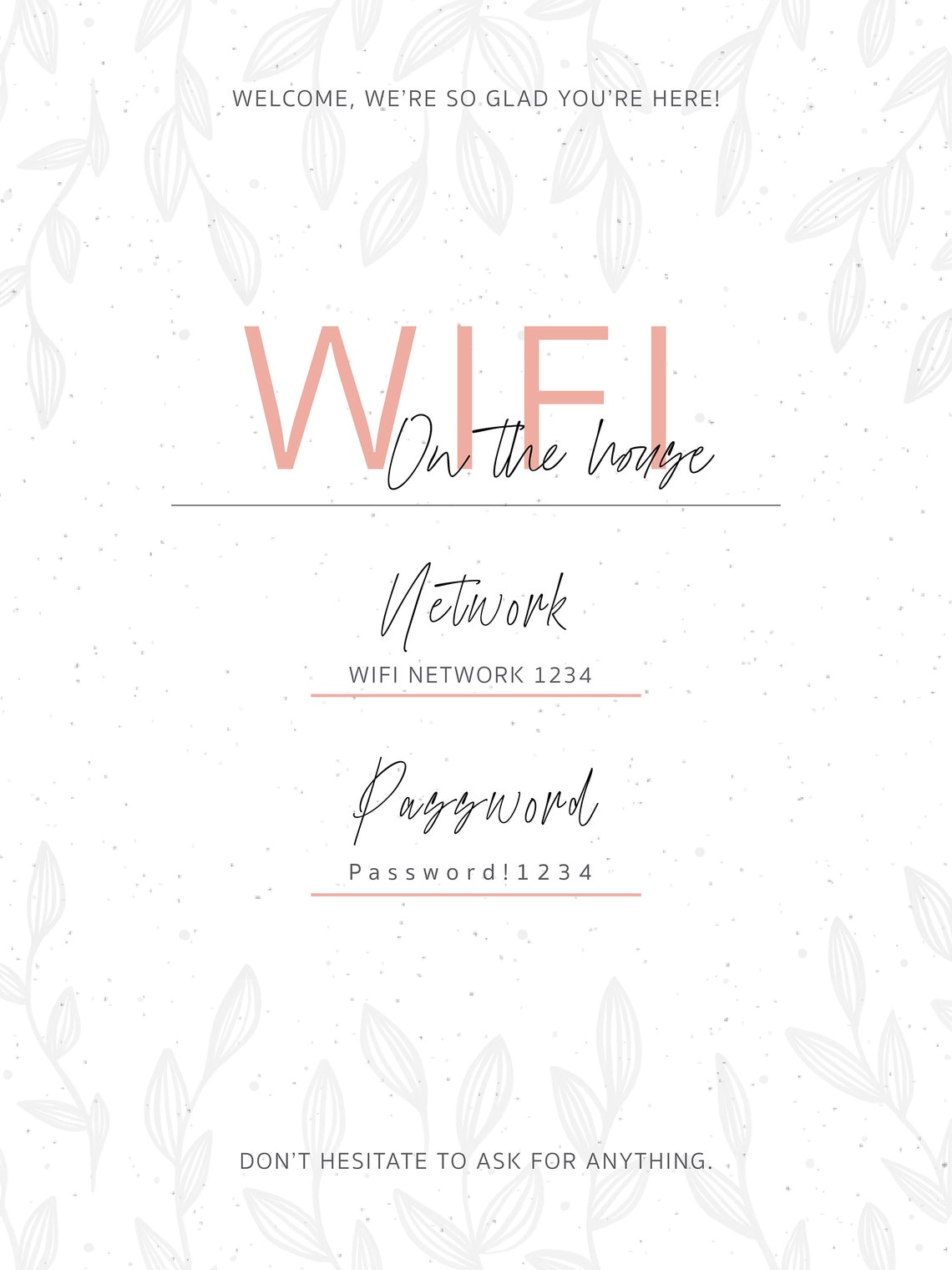 WIFI Password Sign PDF - Etsy
