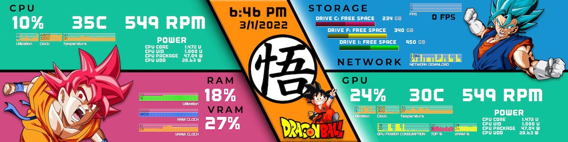 AIDA64 Sensor Panel Super Dragon 1920x480 - Etsy
