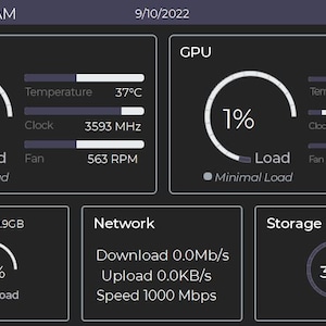 Sensor Panel - CAM AIDA64 Dark Stat Monitor Skin (800x480) - Etsy