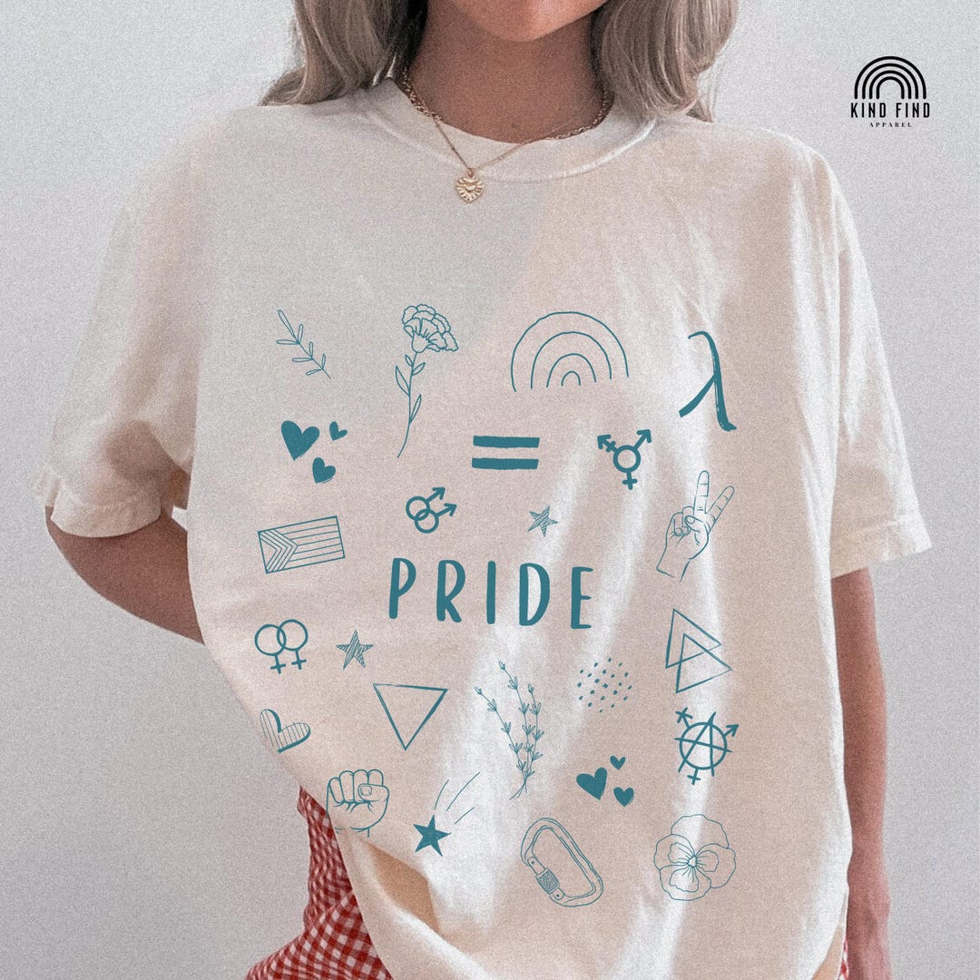 PRIDE SHIRT, Hand Drawn LGBTQ Doodle Tshirt, Gay Pride, Lesbian Tshirt ...