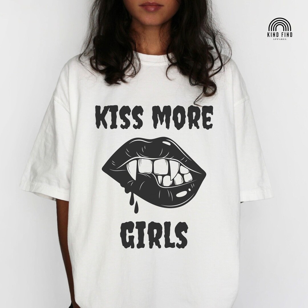 LESBIAN VAMPIRE SHIRT, Lgbtq Halloween Tshirt, Kiss More Girls, Vampire ...