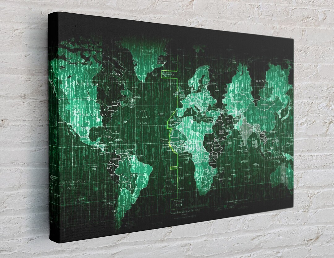 Matrix World Map Canvas Canvas Wall Art Canvas Design Home - Etsy