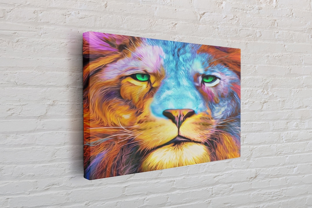 Colorful Lion Canvas Lion Canvas Print Canvas Wall Art - Etsy