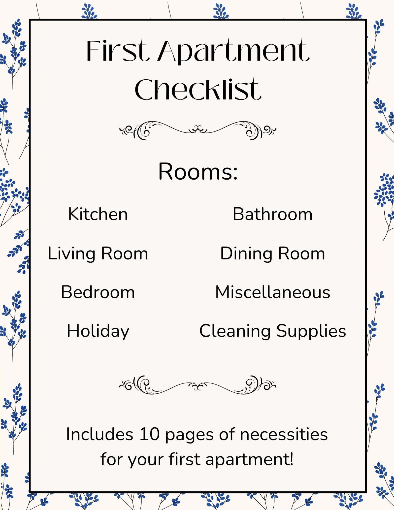 Downloadable, Printable First Apartment Checklist Planner PDF - Etsy