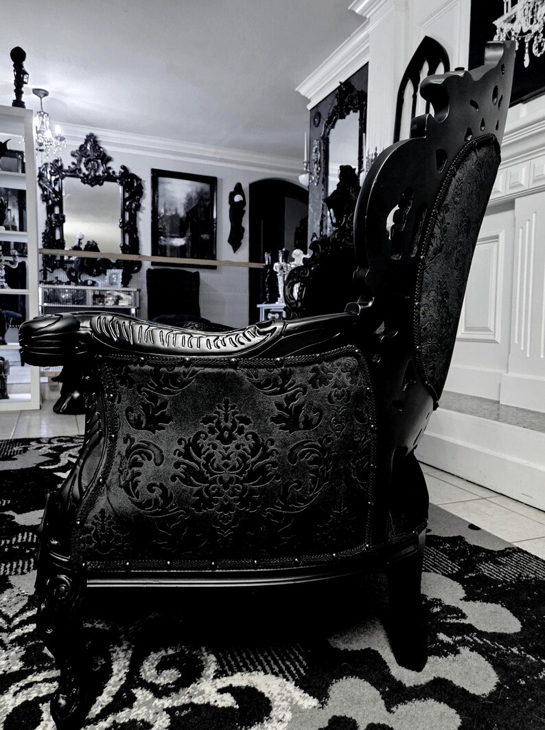 Black Velvet Damask Gothic Baroque Bats Victorian Loveseat Sofa Custom ...