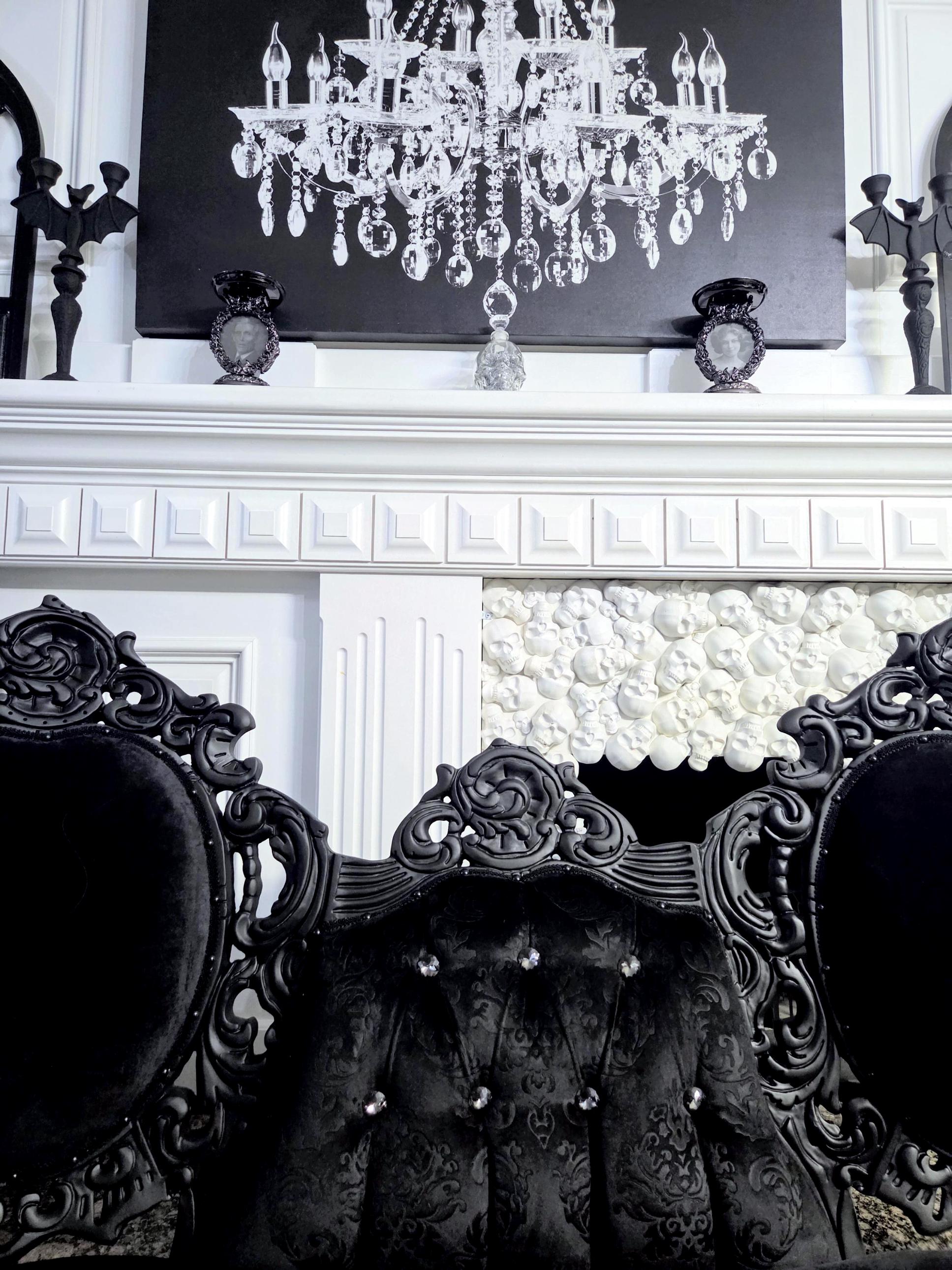 Black Velvet Damask Gothic Baroque Bats Victorian Loveseat Sofa Custom ...