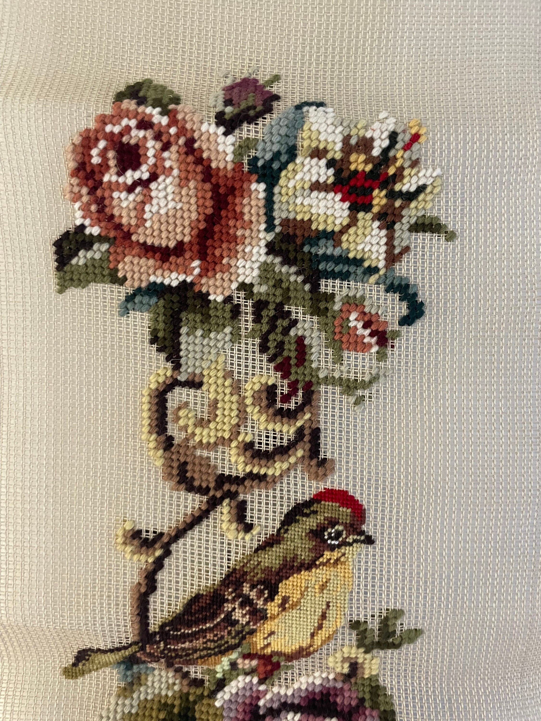 Pre-worked Needlepoint Birds and Flowers Wall Hanging - Etsy