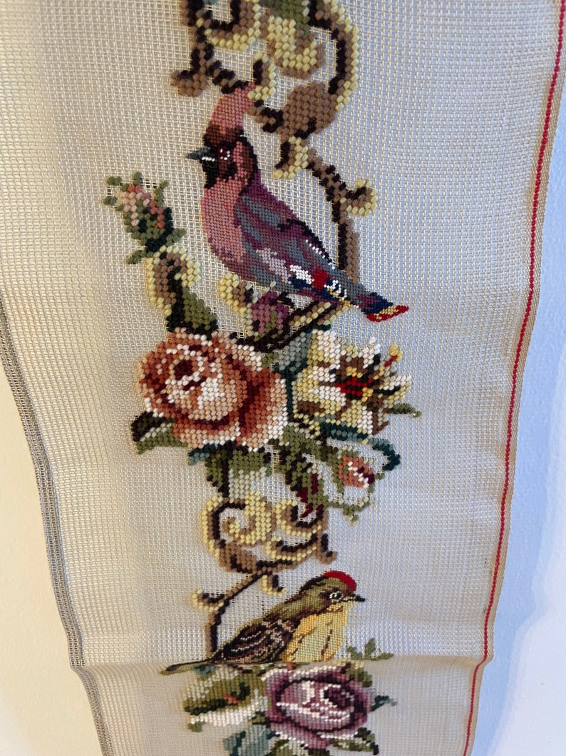 Pre-worked Needlepoint Birds and Flowers Wall Hanging - Etsy