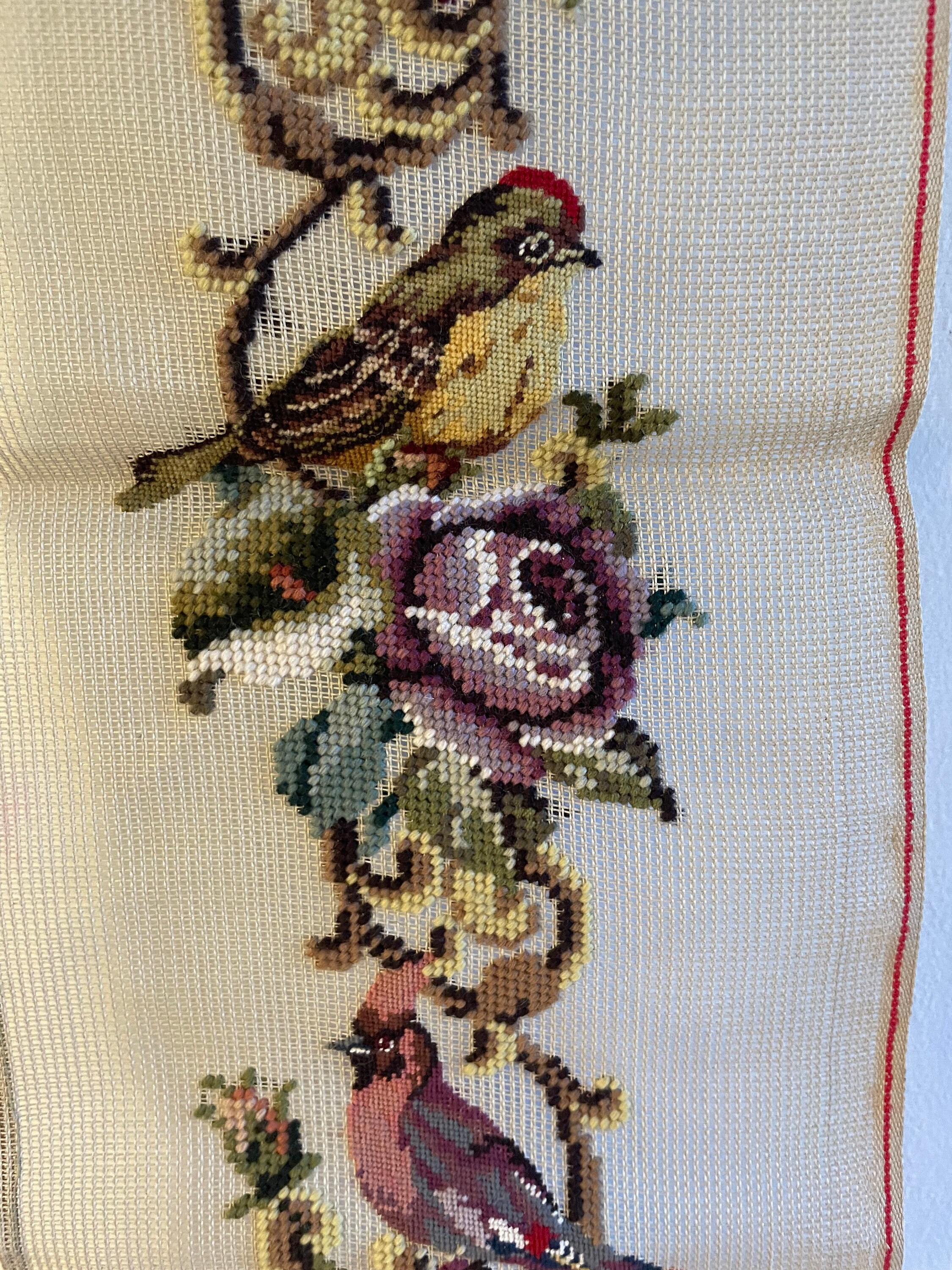 Pre-worked Needlepoint Birds and Flowers Wall Hanging - Etsy