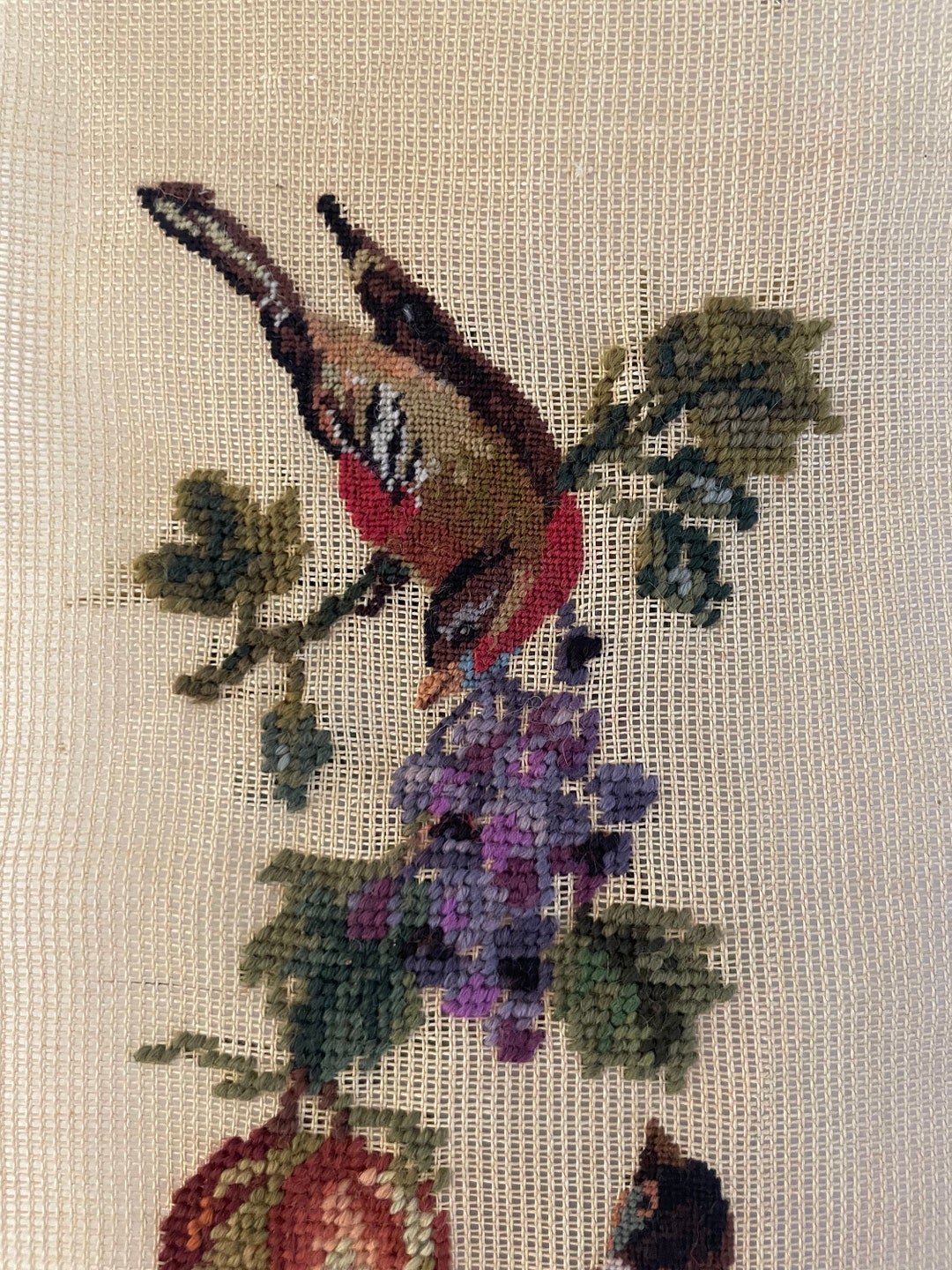 Pre-worked Needlepoint Birds and Fruit - Wall Hanging - Etsy