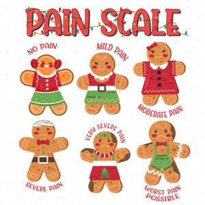 Pain Scale Gingerbread Nurse Christmas Png, Nurse Triage and Pain ...