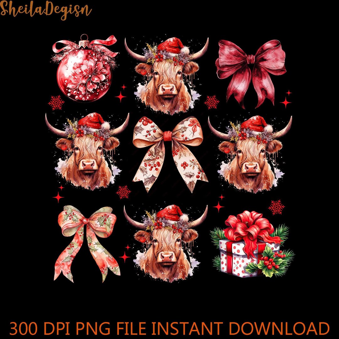 Christmas Mooey Coquette Bow Png, Have Yourself A Mooey Little ...