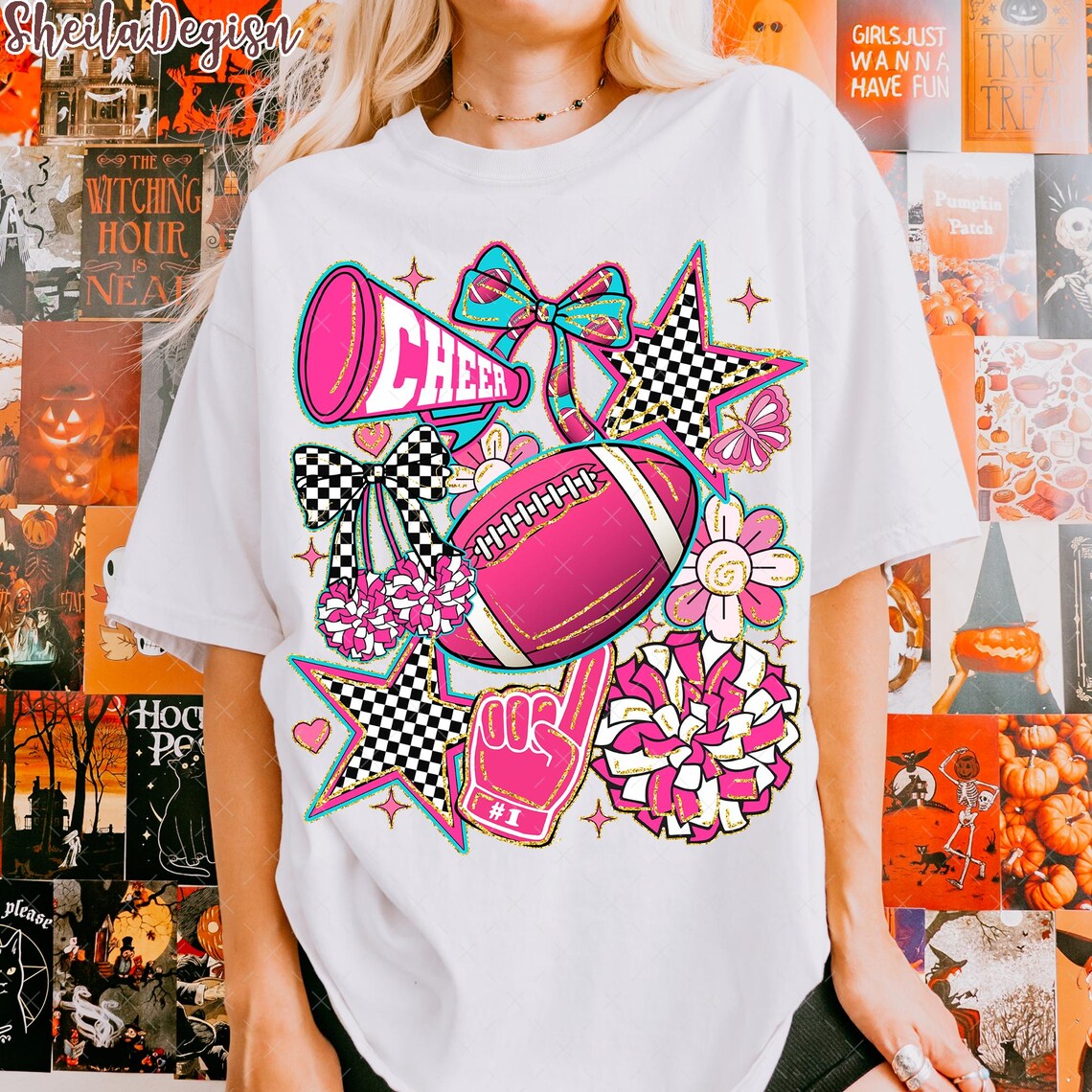 Cheer Coquette Png, Blue Gold Cheer Mom Shirt Design, Cheerleading Png ...