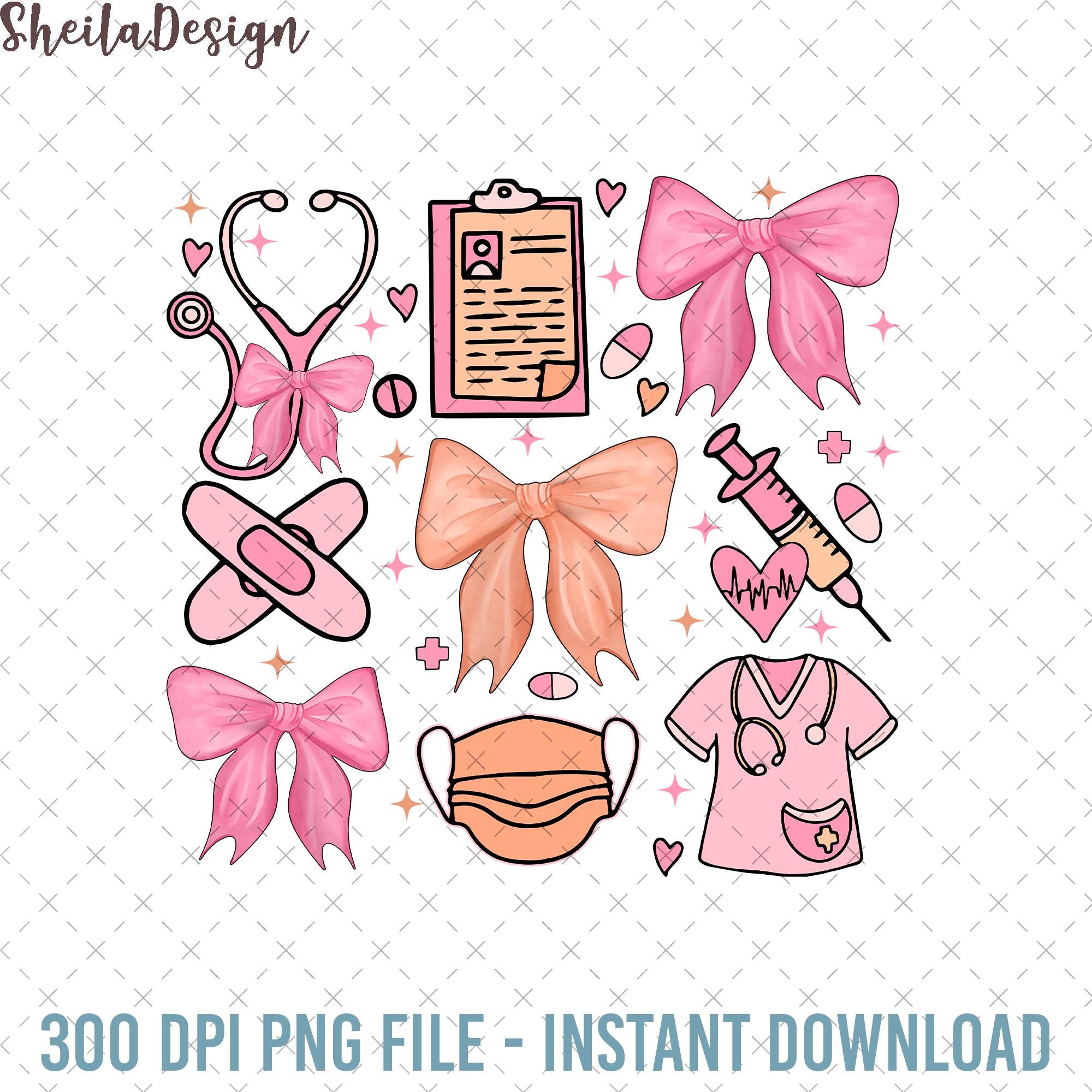 Pink Coquette Bow Nurse Png, Coquette Pink Ribbons Png, Nurse Png ...