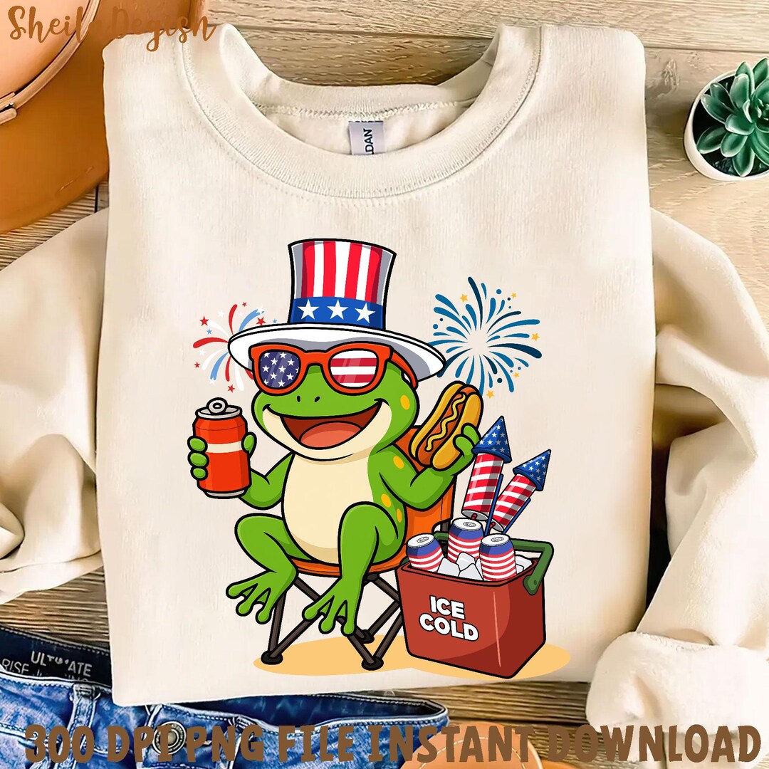 Frog 4th of July USA PNG, Fourth of July Sublimation PNG, Funny Frog ...