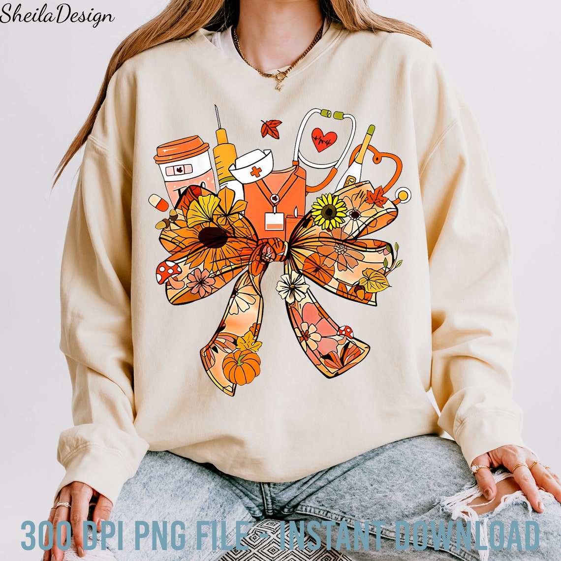 Nurse With Fall Element Png, Coquette Bow Autumn Png, Nurse Png ...