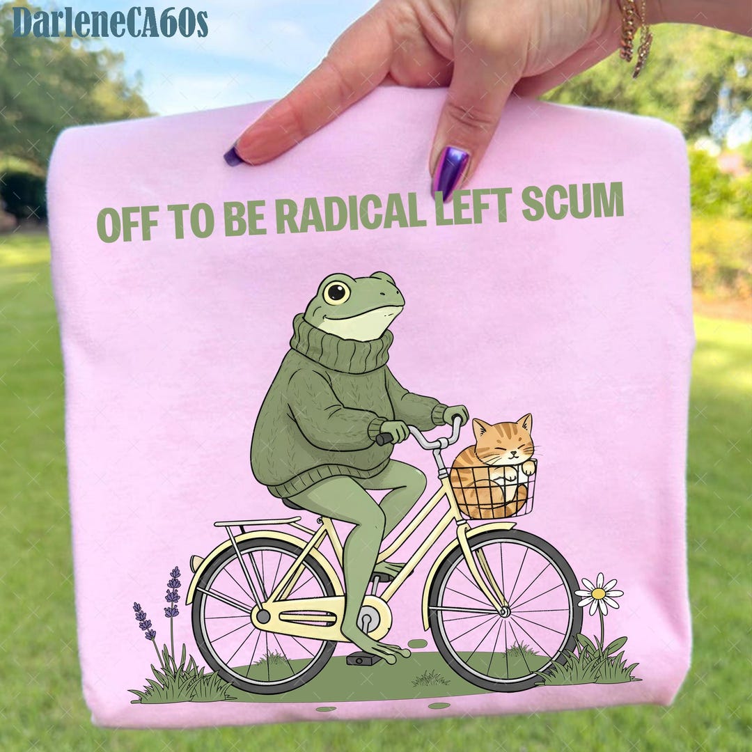 Off to Be Radical Left Scum Png, Frog and Cat on Bicycle Resistance Png ...