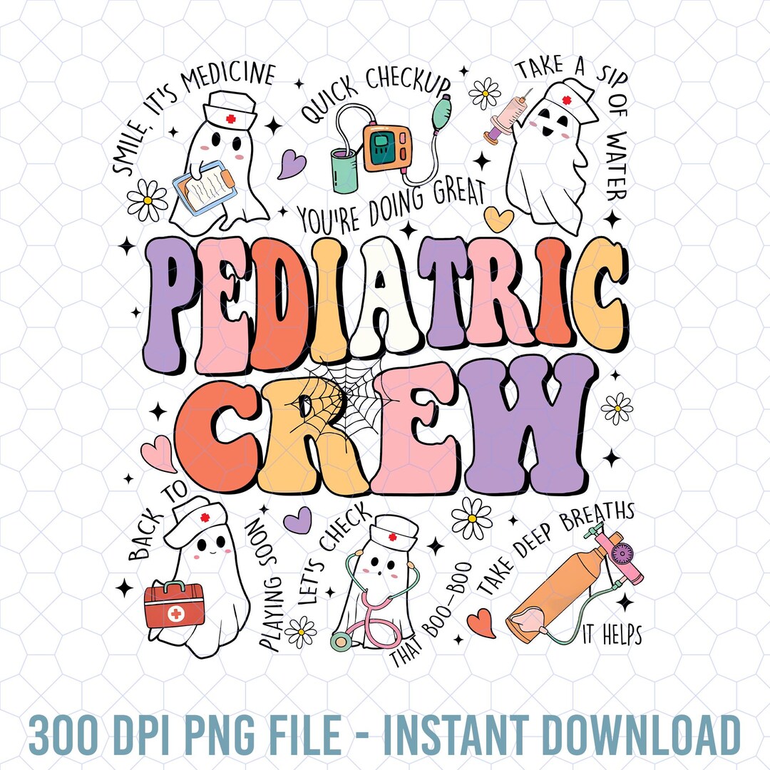 Pediatric Crew Spooky Nurse Halloween Png, Nurse Halloween Png, Spooky ...