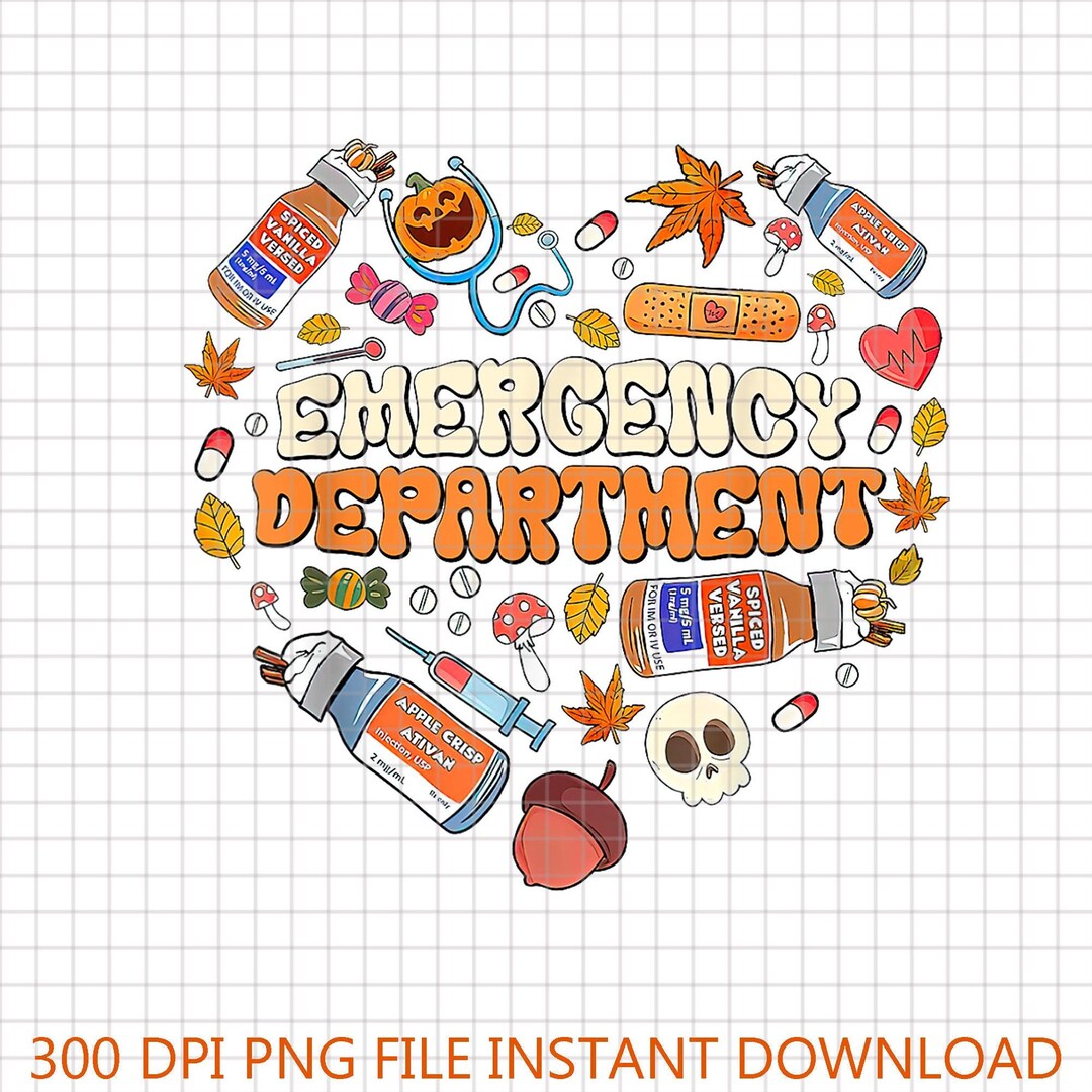 Emergency Department ER Nurse Heart Fall Autumn Season Png, Nurse Fall ...