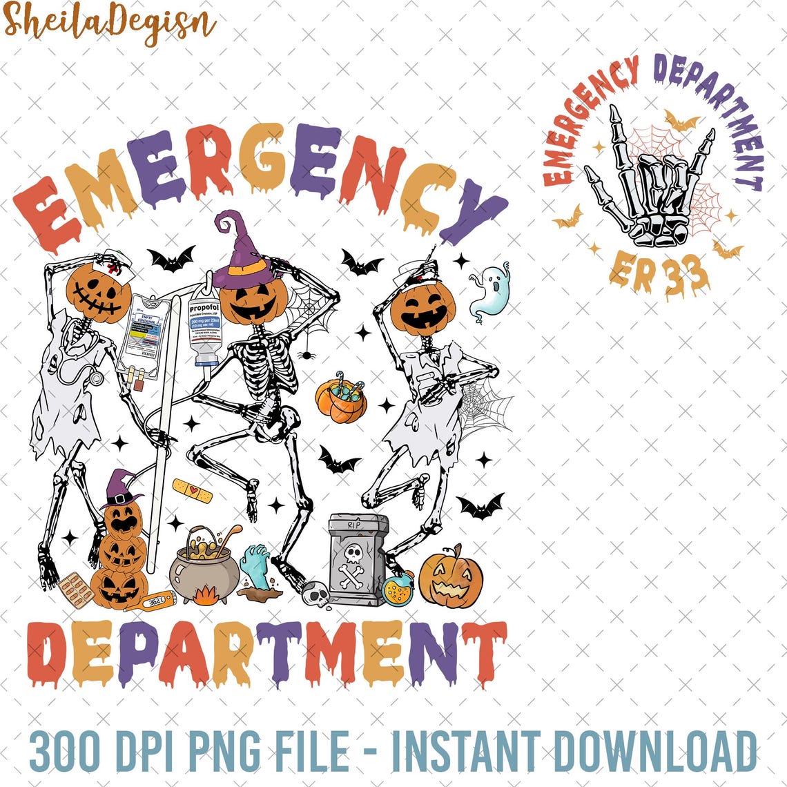 Emergency Department Skeleton ER Nurse Png, Spooky ER Nurse Png ...