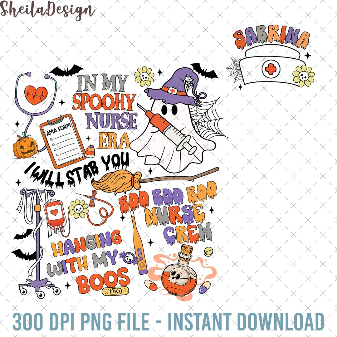Custom in My Spooky Nurse Era Png, Retro Nurse Halloween Png, Spooky ...