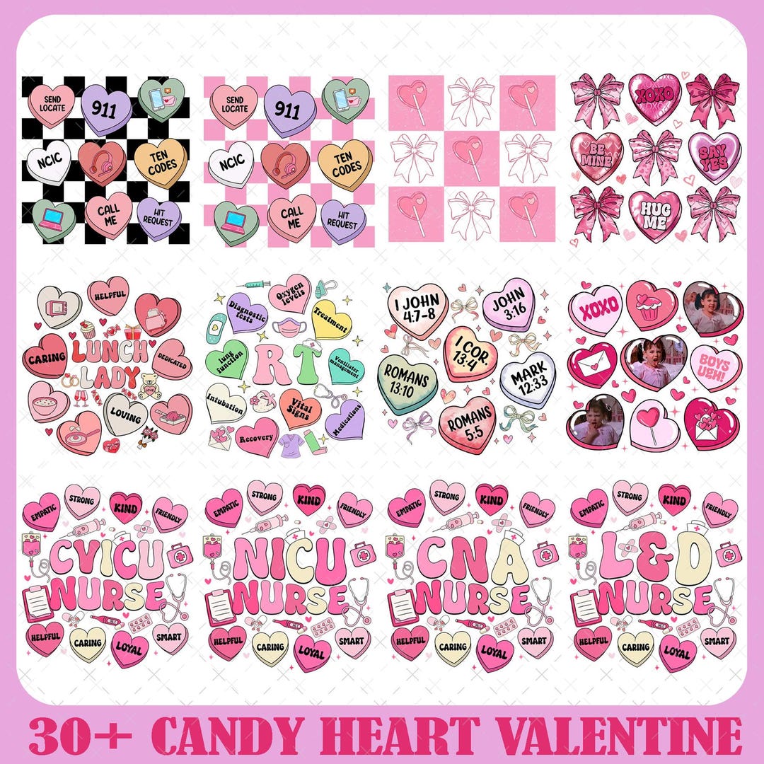 30+ Valentine's Candy Hearts Bundle Png, Conversation Hearts Png ...