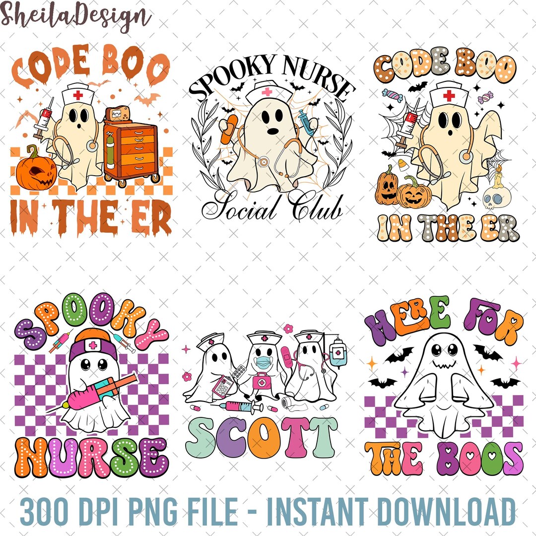 Emergency Nurse Halloween Bundle Png, Halloween Ghost Nurse Png ...