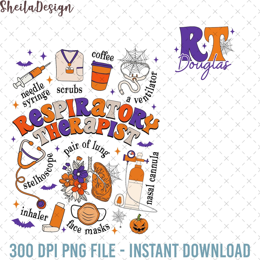 Respiratory Therapist RT Nurse Halloween Png, Retro Nurse Respiratory ...
