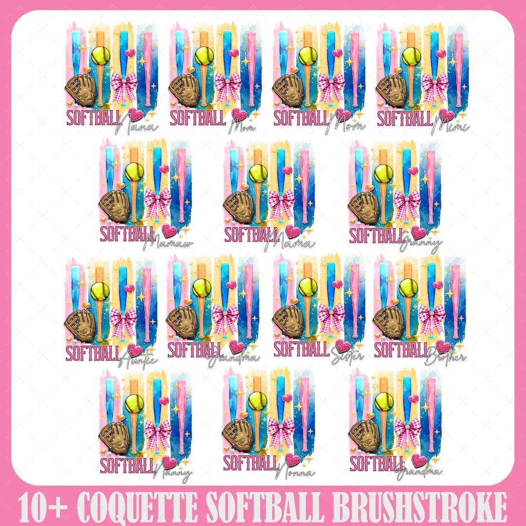 10+ Softball Mama Png, Brushstroke Softball Coquette Png, Preppy ...