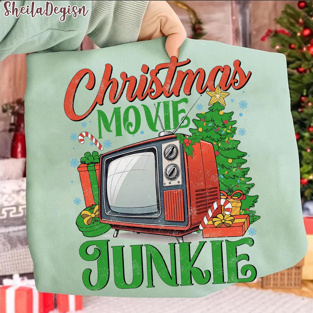 Christmas Movie Junkie Png, Retro Christmas Png, Trendy Christmas ...