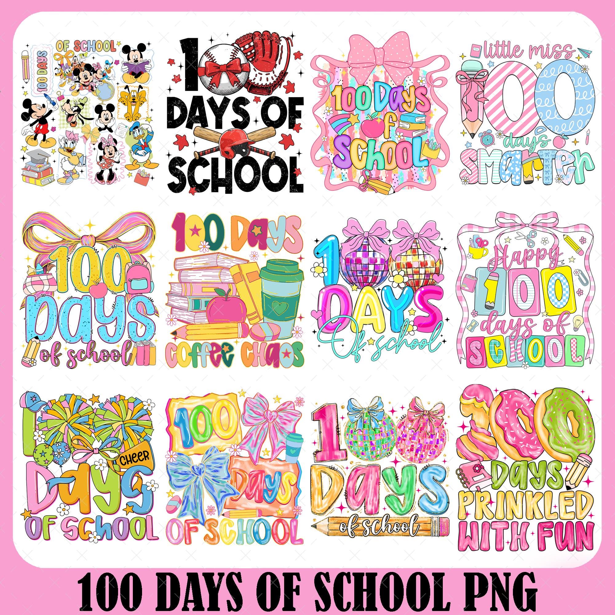 Preppy 100 Days of School Png Bundle, Teacher Shirt Sublimation, Cute ...