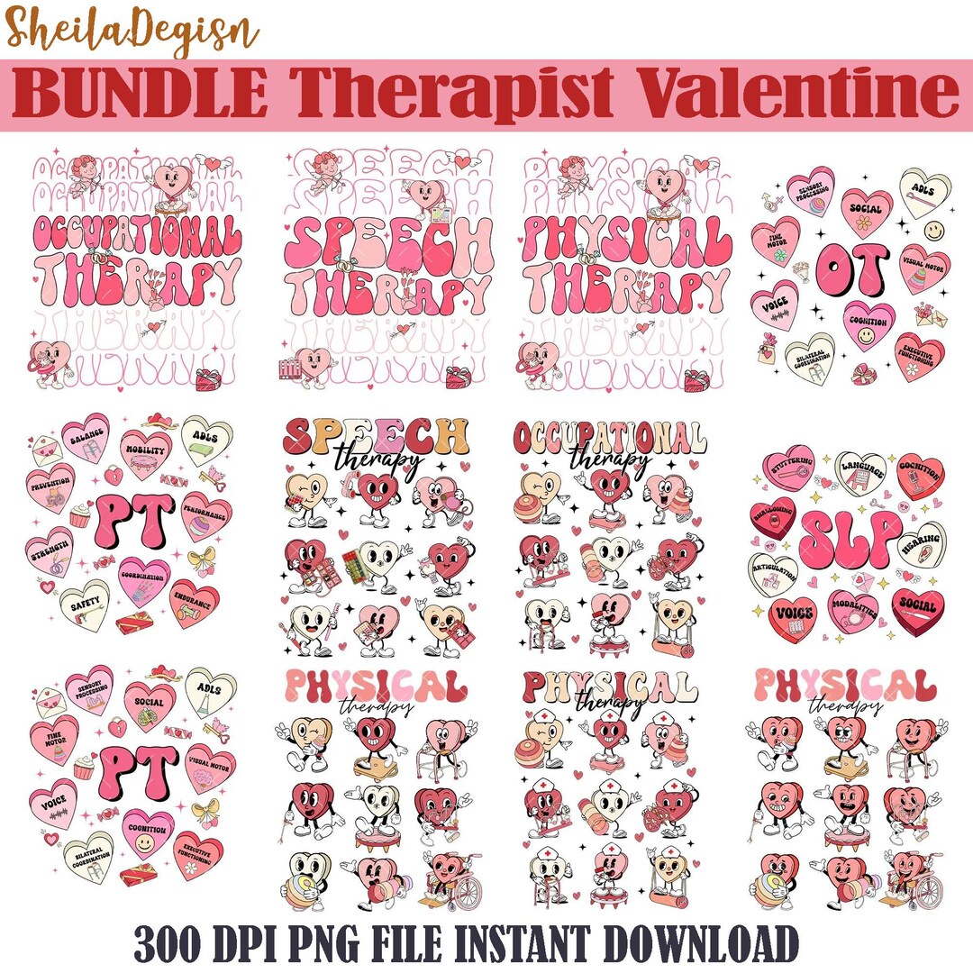 Bundle 15+ Valentine Slp Ot Pt Squad Png, Speech Therapy Png ...