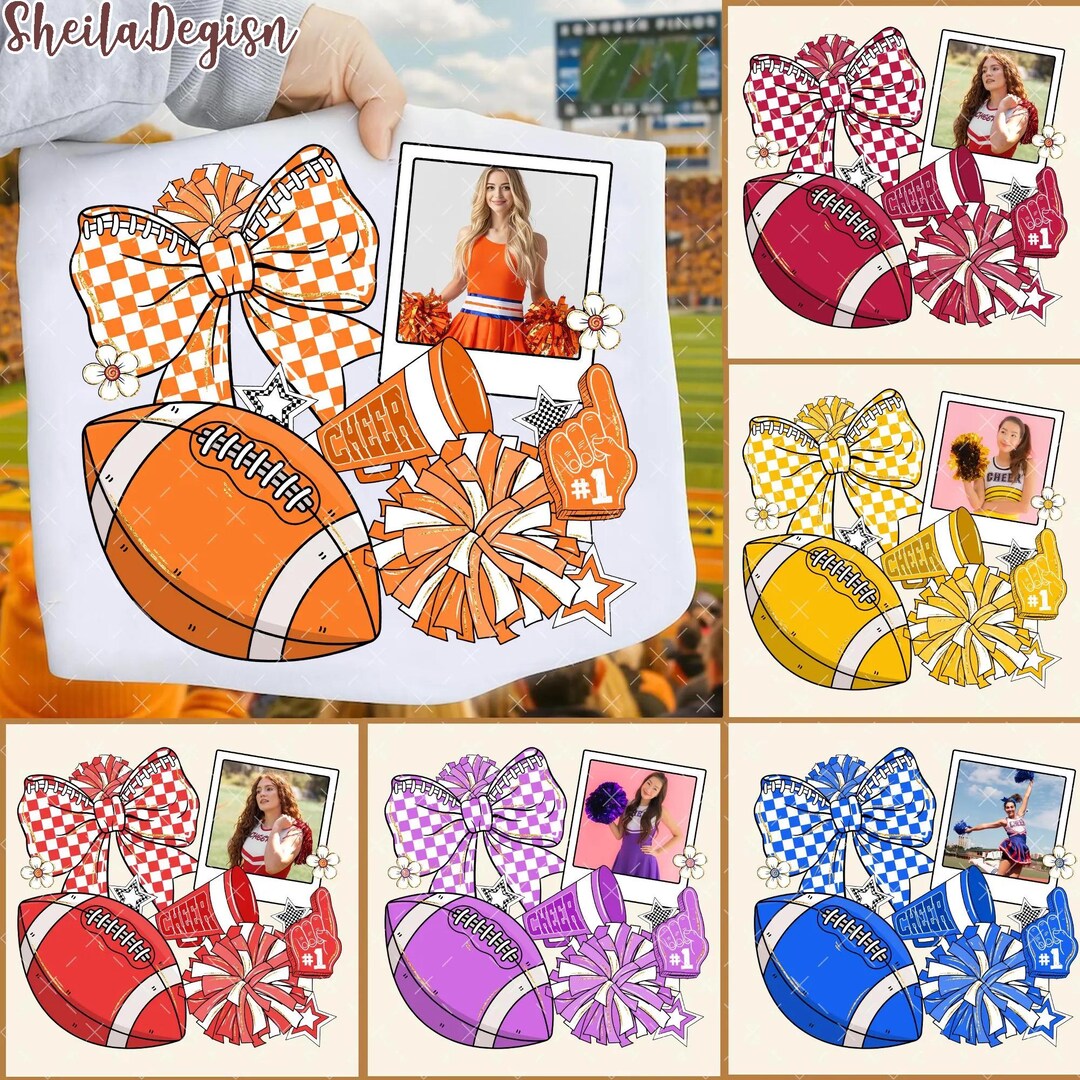 Custom Game Day Cheerleader Photo Png Bundle, Football Mom Png, School ...