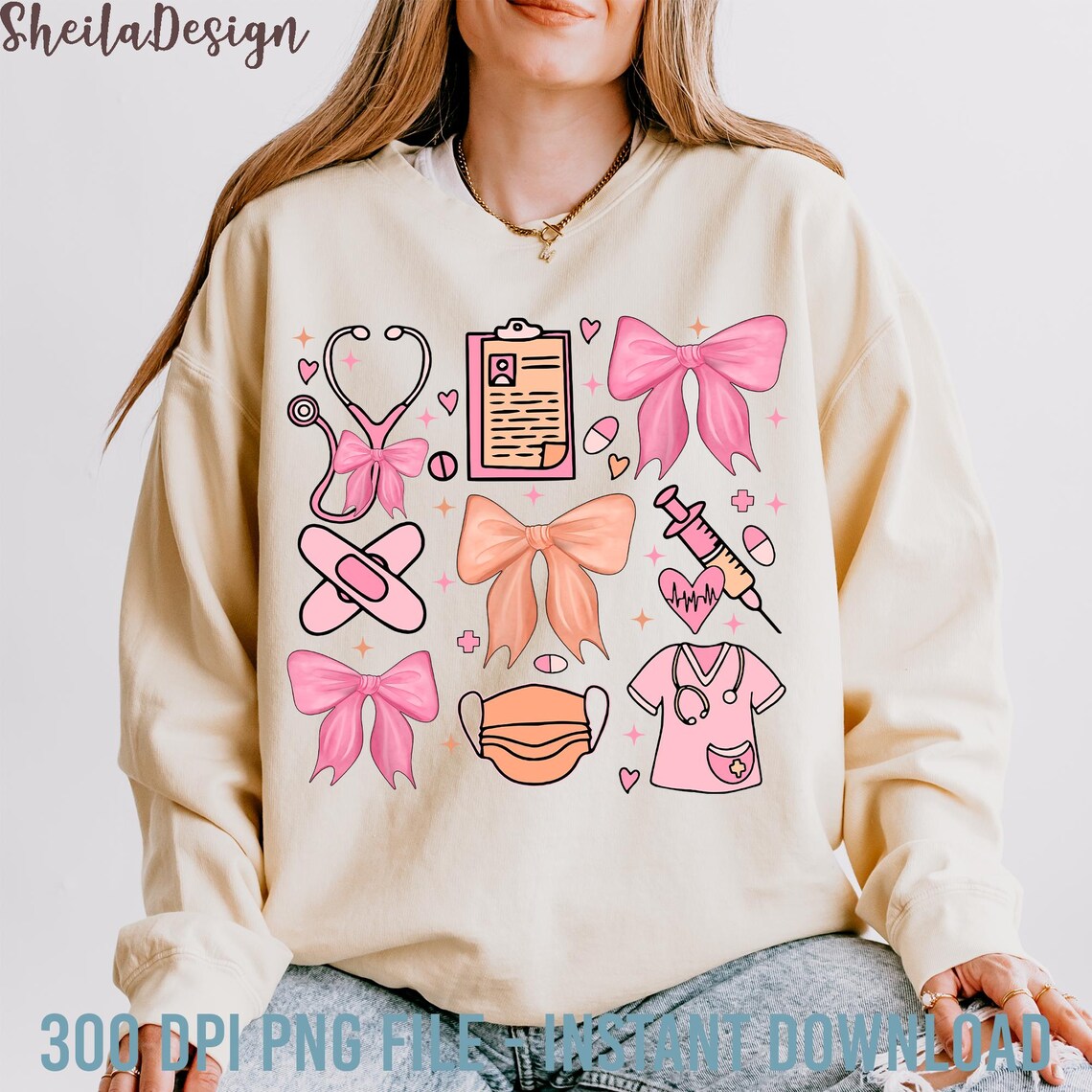 Pink Coquette Bow Nurse Png, Coquette Pink Ribbons Png, Nurse Png ...