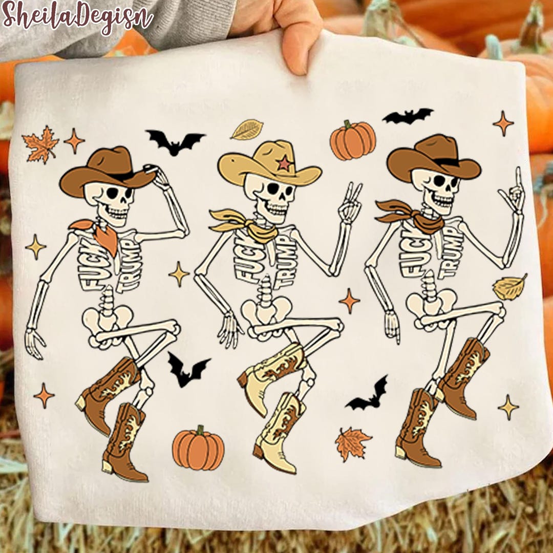 Subtle Fuck Trump Skeleton Cowboy Png, Howdy Anti Trump Halloween Png ...