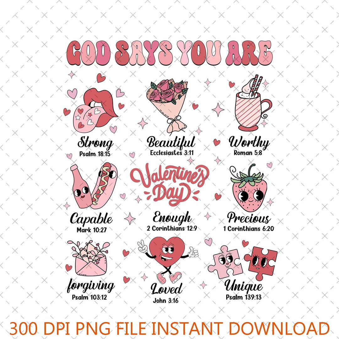 God Says You Are Valentine PNG, Jesus Valentine Png, Valentine Doodle ...