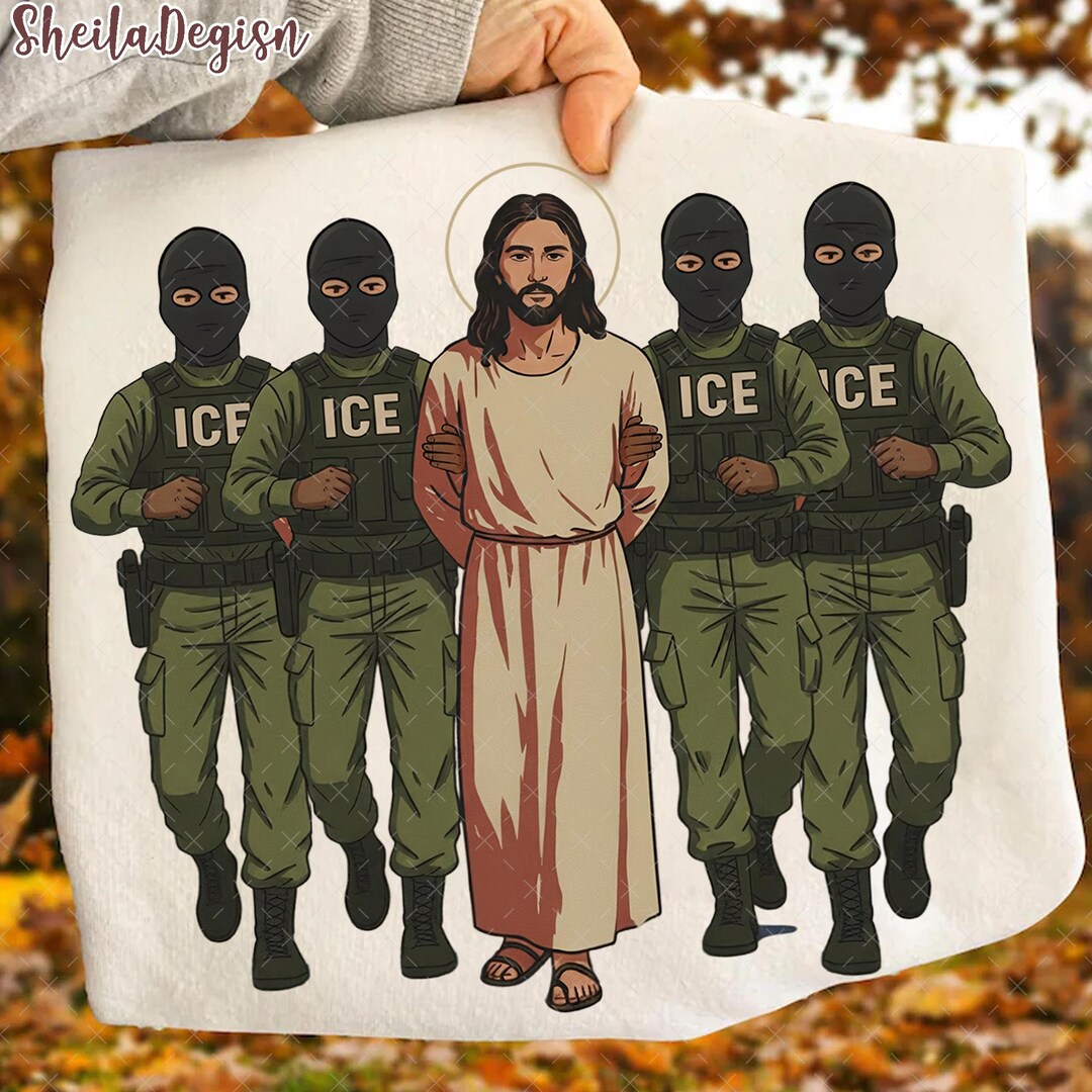 Anti ICE Jesus Arrested Parody Png, Sarcastic Immigrant Rights ...