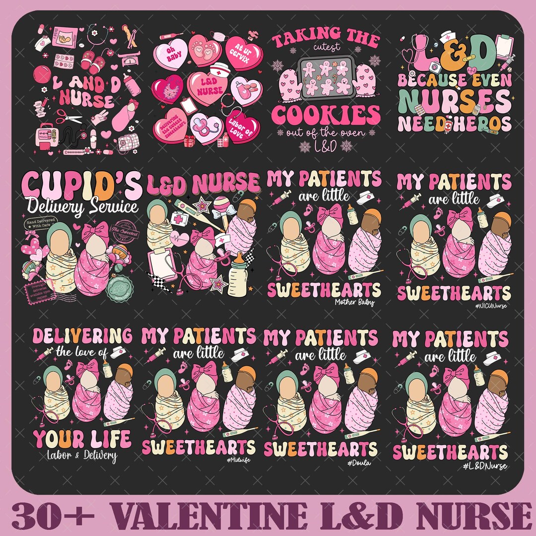 30+L&D Nurse Valentine PNG Bundle, Mother Baby Nurse Valentine Png ...