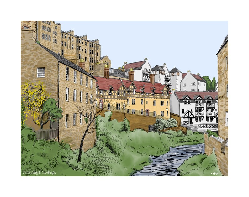 Print From Original Ink Drawing With Coloured Wash, by MFH. Looking ...